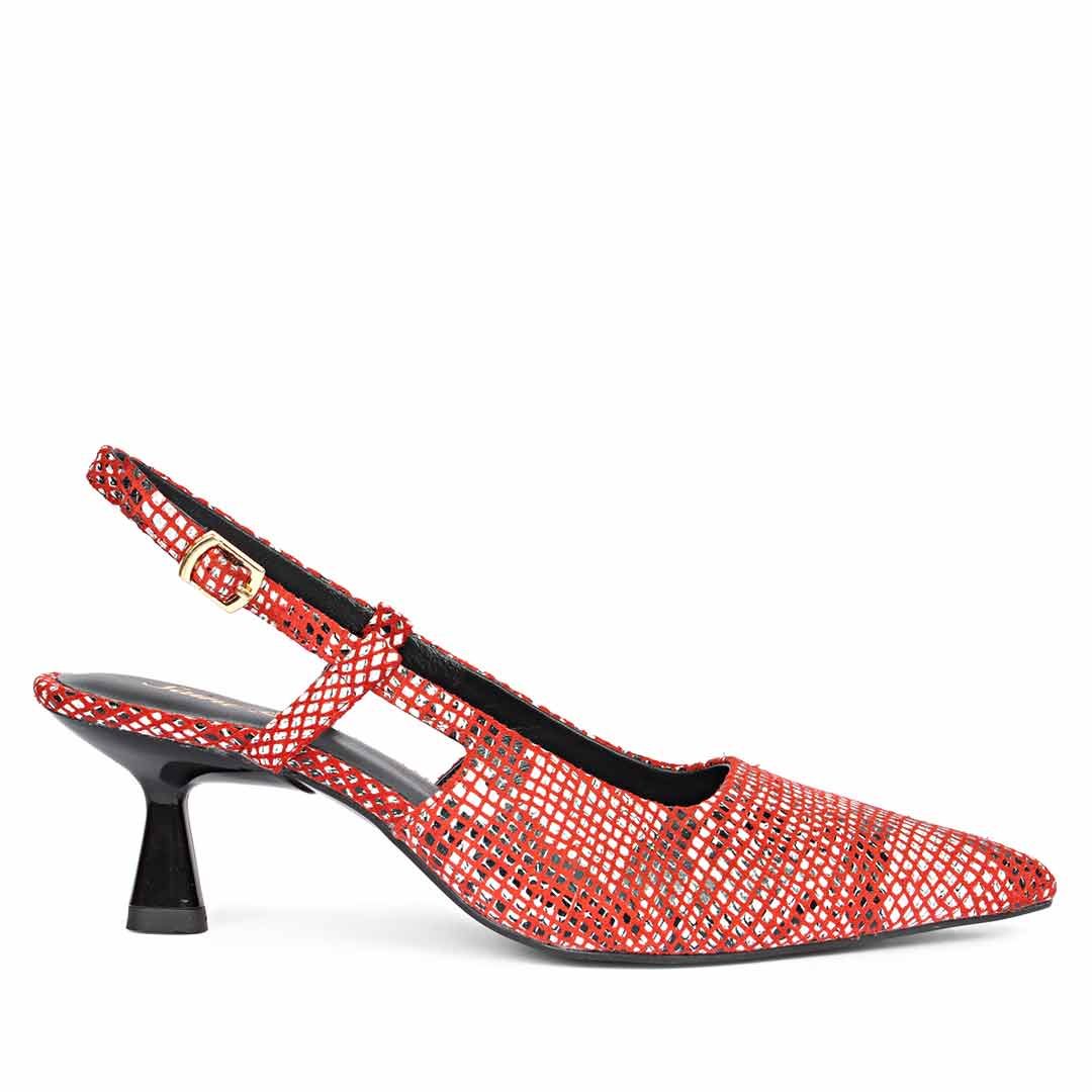 Saint Josie Red Snake Print Leather Pumps – SaintG USA