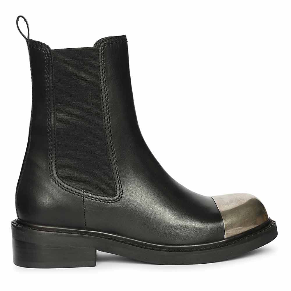 Saint Triana Cap Toe Black Leather Chelsea Boots – SaintG USA