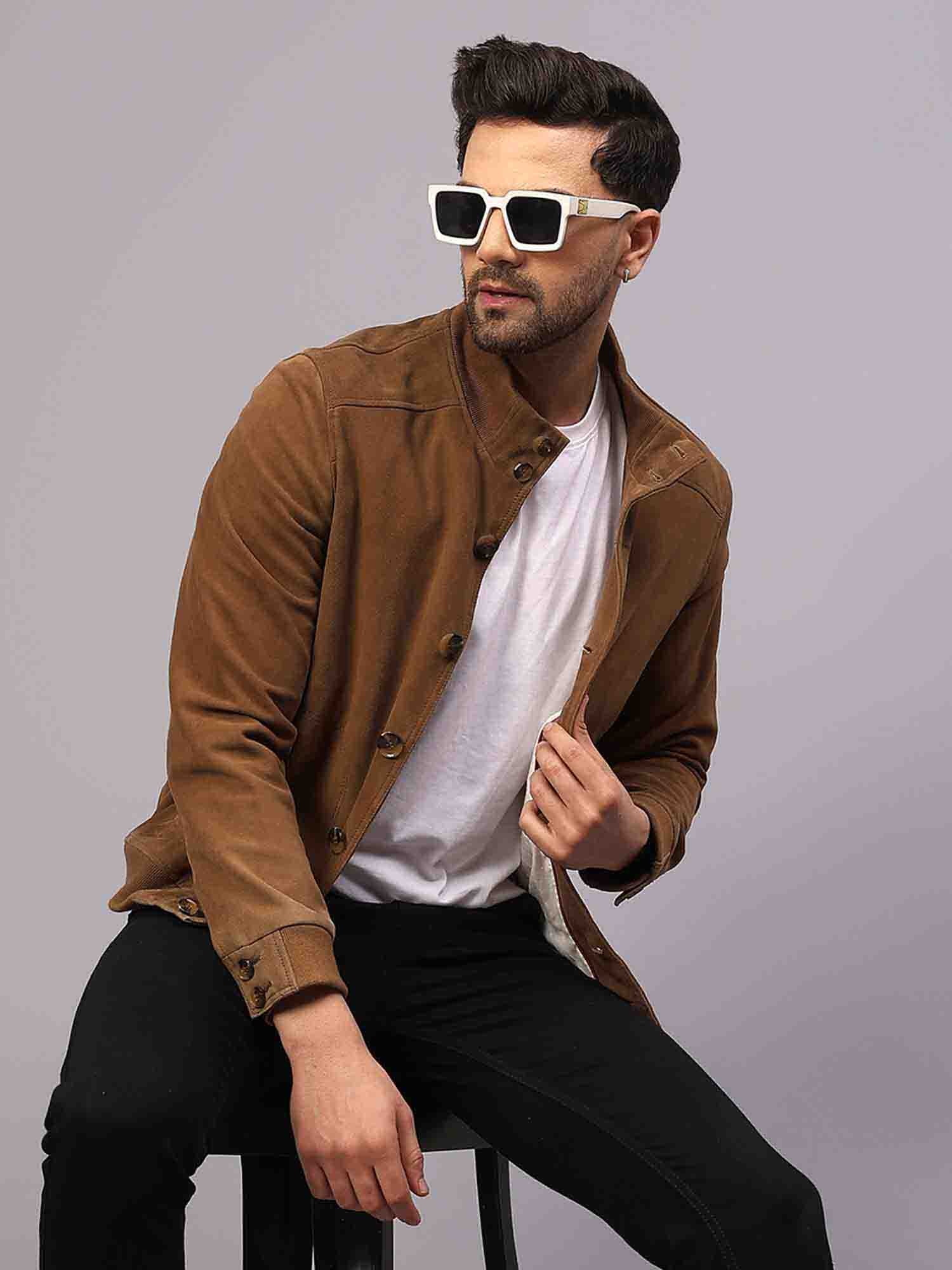Saint Valen Mens Tan Suede Leather Jackets – SaintG USA